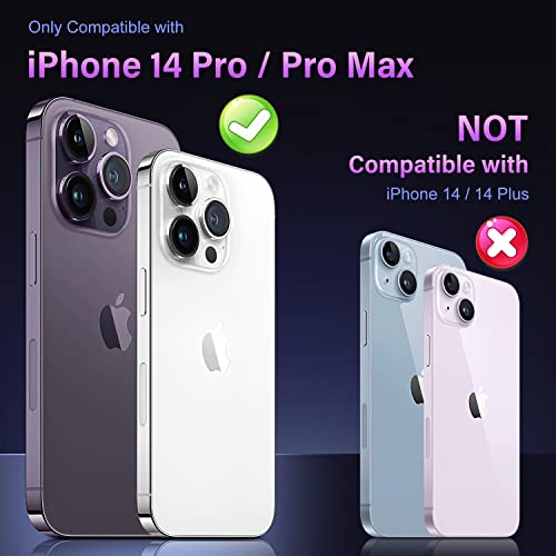 Uyiton for iPhone 14 Pro/iPhone 14 Pro Max Camera Lens Protector, [Drop Protection] 9H Tempered Glass Camera Cover screen Metal Ring Case Friendly Scratch Resistant Easy to Install - Purple