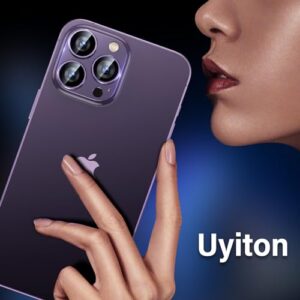 Uyiton for iPhone 14 Pro/iPhone 14 Pro Max Camera Lens Protector, [Drop Protection] 9H Tempered Glass Camera Cover screen Metal Ring Case Friendly Scratch Resistant Easy to Install - Purple