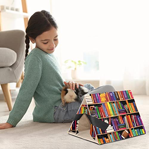 enheng Small Pet Hideout Bookshelf Hamster House Guinea Pig Playhouse for Dwarf Rabbits Hedgehogs Chinchillas