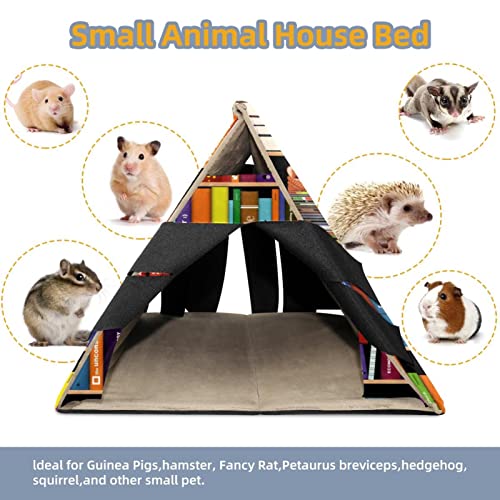 enheng Small Pet Hideout Bookshelf Hamster House Guinea Pig Playhouse for Dwarf Rabbits Hedgehogs Chinchillas