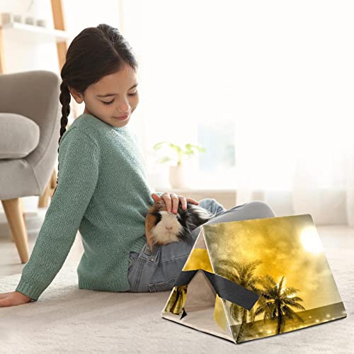 enheng Small Pet Hideout Dreamy Golden Coco Island Hamster House Guinea Pig Playhouse for Dwarf Rabbits Hedgehogs Chinchillas