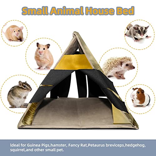 enheng Small Pet Hideout Dreamy Golden Coco Island Hamster House Guinea Pig Playhouse for Dwarf Rabbits Hedgehogs Chinchillas