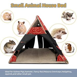 enheng Small Pet Hideout Skull Flowers Goat Hamster House Guinea Pig Playhouse for Dwarf Rabbits Hedgehogs Chinchillas