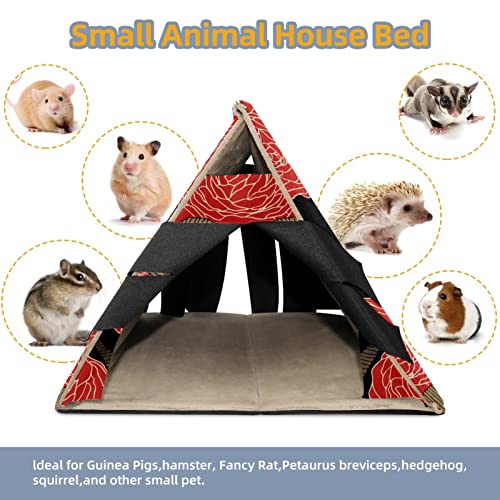 enheng Small Pet Hideout Skull Flowers Goat Hamster House Guinea Pig Playhouse for Dwarf Rabbits Hedgehogs Chinchillas