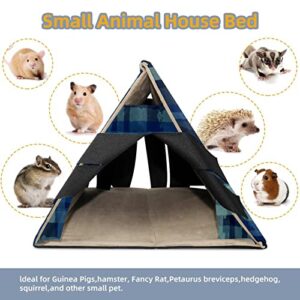 enheng Small Pet Hideout Plaid Texture Hamster House Guinea Pig Playhouse for Dwarf Rabbits Hedgehogs Chinchillas