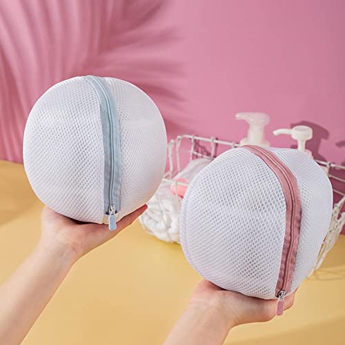 Bra Bags for Laundry Premium Bra Washing Bag, Mesh Wash Bags,Exclusive Underwear Washing Bags with Zipper for Women Laundry Storage Used for Bra and Other Small Intimate Clothes 2pcs (Pink+Blue)