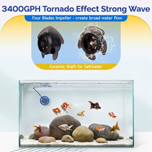 hygger 24V DC Wave Maker for Aquarium 75-200 Gallon Freshwater Saltwater Coral Reef Tank Magnet Powerhead with Controller 6 Wave Modes Adjustable Water Flow Speed 3400 GPH 18W Blue