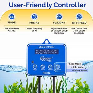 hygger 24V DC Wave Maker for Aquarium 75-200 Gallon Freshwater Saltwater Coral Reef Tank Magnet Powerhead with Controller 6 Wave Modes Adjustable Water Flow Speed 3400 GPH 18W Blue