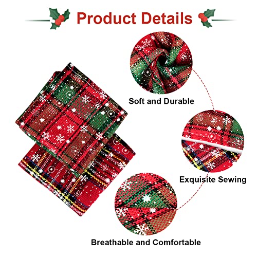 2 Pack Dog Bandanas Christmas Red Green Plaid Snowflake Dog Scarf Triangle Bibs Kerchief Set Dog Christmas Accessories Bandanas for Puppy Small Medium Dogs Pets (S, Colorful Red&Green)