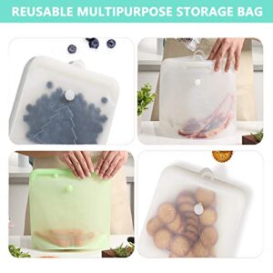 Reusable Storage Bags, 3 Pack Reusable Freezer Bags, Thickened Leakproof Record Date Time Reusable Silicone Bags For Cured Meats, Fruits, Sandwiches, Travel Supplies, Home Storage