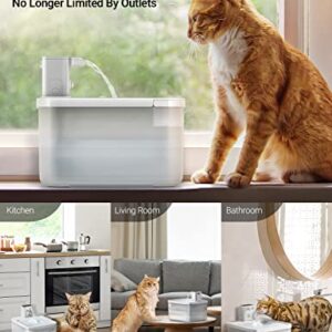 DownyPaws Wireless Cat Water Fountain, Battery Operated Automatic Pet Water Fountain with Motion Sensor, 84oz/2.5L Ultra Quiet Dog Water Dispenser Inside