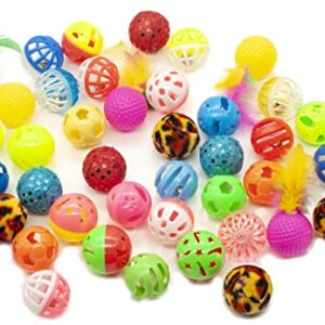 Fashion's Talk 40 Pack Plastic Ball Cat Toys Lattice Balls with Bell Jingle Bulk Kitten Toy, Gift Box Color Varies