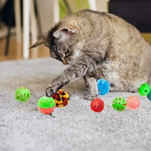 Fashion's Talk 40 Pack Plastic Ball Cat Toys Lattice Balls with Bell Jingle Bulk Kitten Toy, Gift Box Color Varies