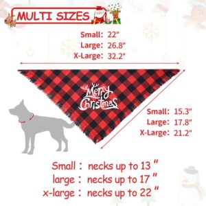 Malier 2 Pack Dog Bandana, Christmas Classic Buffalo Plaid Pattern with Tassels Edges Bandana, Pets Scarf Triangle Bibs Kerchief Bandana Costume Accessories for Small Medium Large Dogs Cats