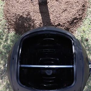 Exaco Ms. Tumbles Round Easy to Turn Compost Tumbler - 35 Gallons, Drain Hose with Cut-Off Valve, Black/Green