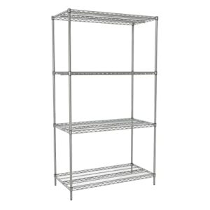 Tarrison 4-Shelf Adjustable, Heavy Duty Storage Shelving Unit, Stainless Steel Wire Rack, Chrome Finish, Silver (24L x 36W x 74H)