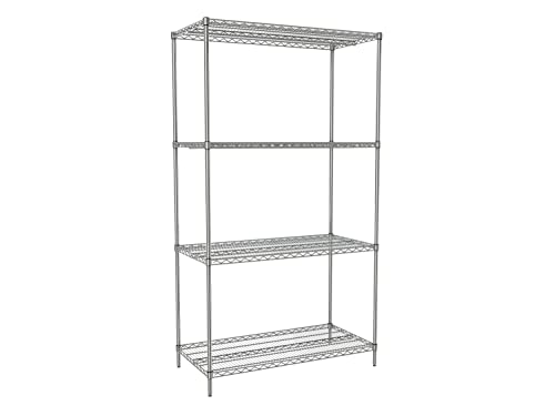 Tarrison 4-Shelf Adjustable, Heavy Duty Storage Shelving Unit, Stainless Steel Wire Rack, Chrome Finish, Silver (24L x 36W x 74H)