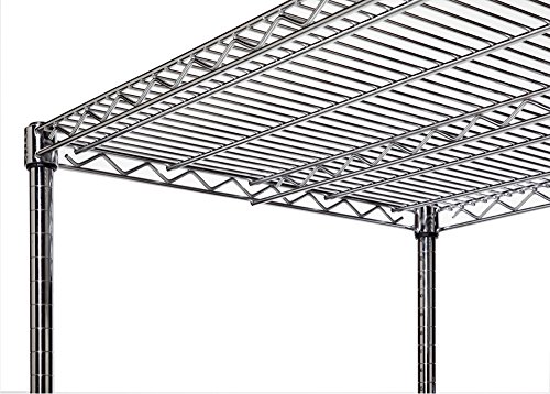 Tarrison 4-Shelf Adjustable, Heavy Duty Storage Shelving Unit, Stainless Steel Wire Rack, Chrome Finish, Silver (24L x 36W x 74H)