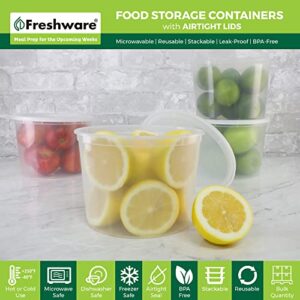 Freshware Plastic Deli Containers, 64 ounce, 64 oz, 12-Set