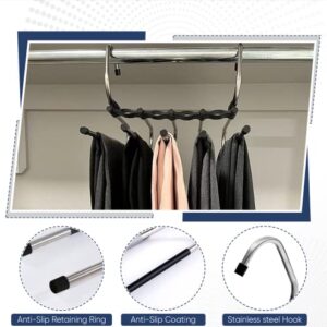 Space Saving Pants Hanger- 2 Pack Closet Organizer Closet Storage Jeans,Trousers Hanger Drying Rack: Leggings, Scarves and Towels Non-Slip Hanger- Space Maximizing Hanging Rack Small Space Organizer