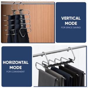 Space Saving Pants Hanger- 2 Pack Closet Organizer Closet Storage Jeans,Trousers Hanger Drying Rack: Leggings, Scarves and Towels Non-Slip Hanger- Space Maximizing Hanging Rack Small Space Organizer