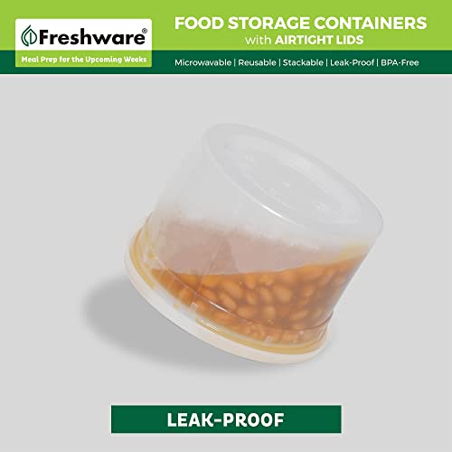 Freshware Food Storage Containers [12 Pack, 48 oz] Plastic Deli Containers with Lids, Slime, Soup, Meal Prep Containers, BPA Free, Stackable, Leakproof, Microwave, Dishwasher and Freezer Safe