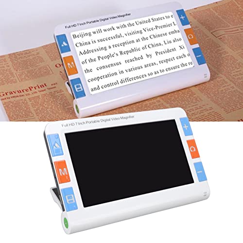 Portable Video Magnifier, 7.0in Handheld Autofocus Dual Lens Digital Magnifier,2X to 32X Magnification 26 Color Modes Reading Aids,Electronic Video Magnifier for Reading Books(White)