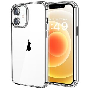 jjgoo compatiable with iphone 12 case and 12 pro case clear, transparent shockproof phone case, slim anti-scratch hard pc back protective cover bumper, clear