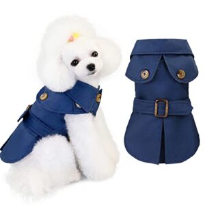 Winter Clothes Girl Pet Jacket Dog Clothes Autumn and Winter European and American Style Clothing Accessories Pet Clothes Hangers and Rack (Navy, L)