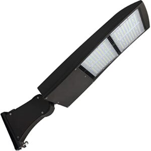 300w led parking lot light 42000lm commercial outdoor light 4000k dimmable led shoebox area light (1000w hid/hps equivalent), direct arm mount ip65, 100-277v ac ul&dlc listed