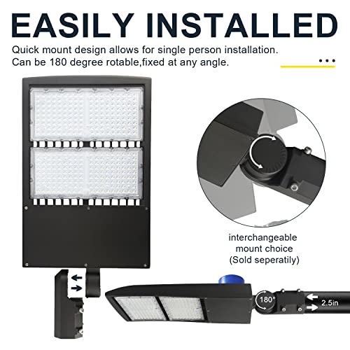 300W LED Parking Lot Light 42000LM Commercial Outdoor Light 4000K Dimmable LED Shoebox Area Light (1000W HID/HPS Equivalent), Direct Arm Mount IP65, 100-277V AC UL&DLC Listed