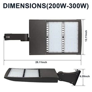 300W LED Parking Lot Light 42000LM Commercial Outdoor Light 4000K Dimmable LED Shoebox Area Light (1000W HID/HPS Equivalent), Direct Arm Mount IP65, 100-277V AC UL&DLC Listed