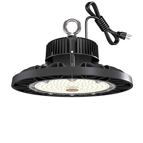 Super Bright UFO LED High Bay Light 100W 15000LM 5000K, LED UFO Light Fixture, 100-277V, UL US Plug 5' Cable, Alternative to 400W MH/HPS for Warehouse Shop Garage Barn Factory, IP65