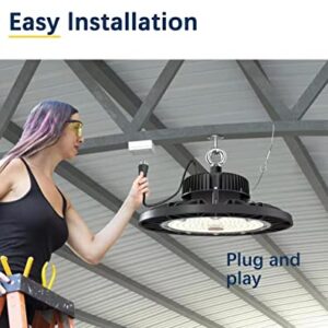 Super Bright UFO LED High Bay Light 100W 15000LM 5000K, LED UFO Light Fixture, 100-277V, UL US Plug 5' Cable, Alternative to 400W MH/HPS for Warehouse Shop Garage Barn Factory, IP65