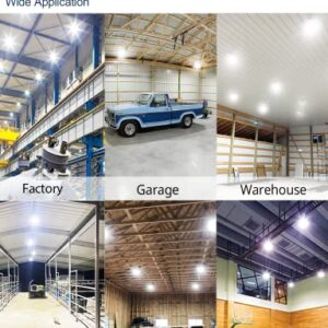 Super Bright UFO LED High Bay Light 100W 15000LM 5000K, LED UFO Light Fixture, 100-277V, UL US Plug 5' Cable, Alternative to 400W MH/HPS for Warehouse Shop Garage Barn Factory, IP65