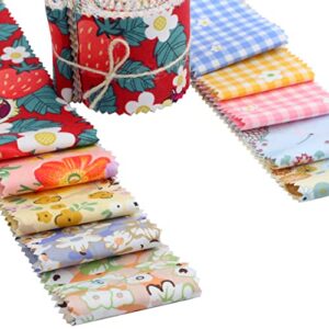 Cotton Bright Rainbow Jelly Roll Fabric 20 Pieces 2.4-inch Strips Quilting Fabric (Floral Print B)