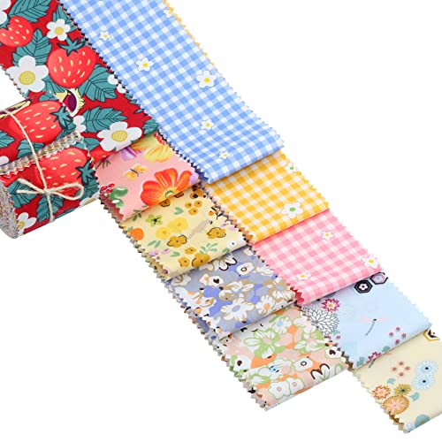 Cotton Bright Rainbow Jelly Roll Fabric 20 Pieces 2.4-inch Strips Quilting Fabric (Floral Print B)