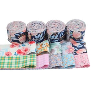 New Floral Print Cotton Jelly Roll Fabric 20 Pieces 2.4-inch Strips Quilting Fabric (Floral Print A)