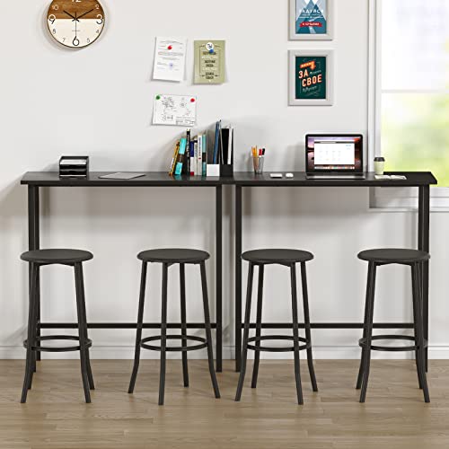 IDEALHOUSE Bar Table and Chairs Set, Bar Table with 2 Bar Stools, Sturdy Metal Frame, Dining Table Set, Bar Table Set with 2 Chairs for Kitchen Dining Room Coffee Party Room