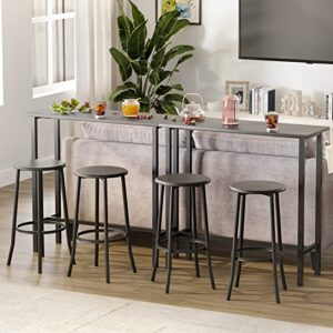 IDEALHOUSE Bar Table and Chairs Set, Bar Table with 2 Bar Stools, Sturdy Metal Frame, Dining Table Set, Bar Table Set with 2 Chairs for Kitchen Dining Room Coffee Party Room