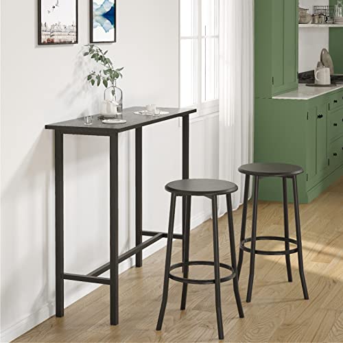 IDEALHOUSE Bar Table and Chairs Set, Bar Table with 2 Bar Stools, Sturdy Metal Frame, Dining Table Set, Bar Table Set with 2 Chairs for Kitchen Dining Room Coffee Party Room