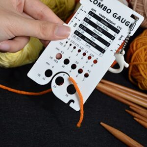 UPTTHOW Knitting Needle Gauge Spinning Control Card Multifunctional Combo Ruler for Spinners Yarn Measuring Tools WPI Guide Gauge Crochet Accessories