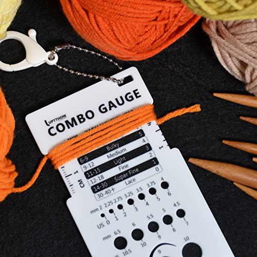 UPTTHOW Knitting Needle Gauge Spinning Control Card Multifunctional Combo Ruler for Spinners Yarn Measuring Tools WPI Guide Gauge Crochet Accessories