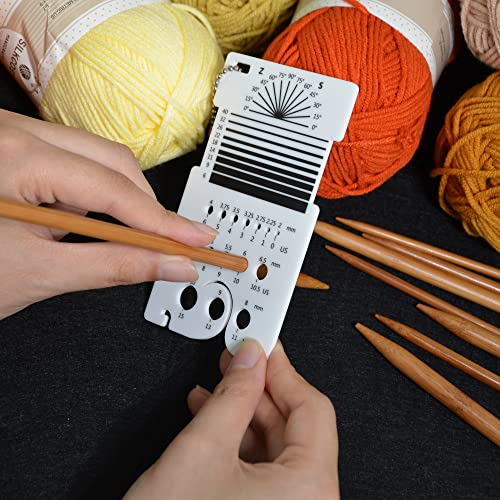 UPTTHOW Knitting Needle Gauge Spinning Control Card Multifunctional Combo Ruler for Spinners Yarn Measuring Tools WPI Guide Gauge Crochet Accessories