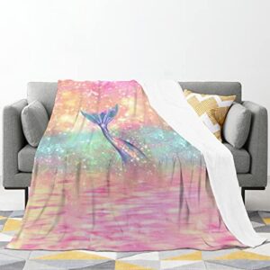 Mermaid Tail Mythical Ocean Life Flannel Fleece Throw Blankets for Chair 50"x40" Decorative Cover,Super Soft Gift Idea