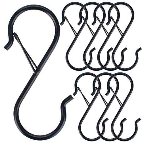 8 Pcs S Hooks with Safety Buckle Heavy Duty S Hooks for Hanging Outdoors 3.5 inch S Shaped Hooks Hanging Hooks for Kitchenware Clothes Plants