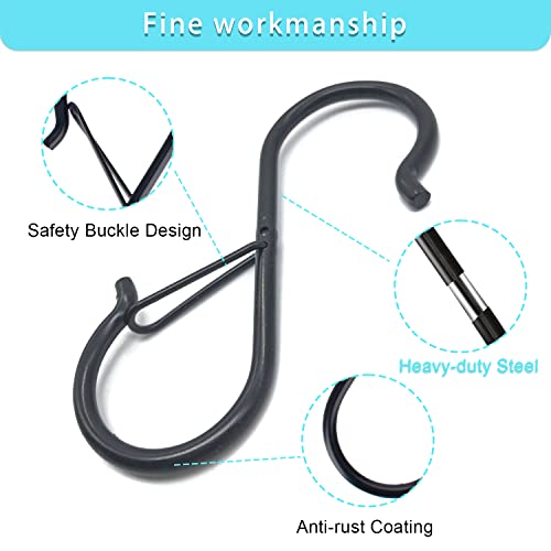 8 Pcs S Hooks with Safety Buckle Heavy Duty S Hooks for Hanging Outdoors 3.5 inch S Shaped Hooks Hanging Hooks for Kitchenware Clothes Plants