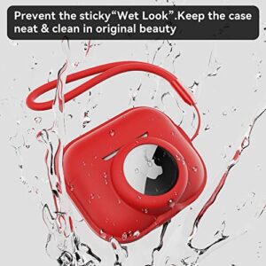 GOCII 2 in 1 Designed for Airpods Pro 2 Case and AirTag Case Cover with Lanyard, Silicone GPS Tracker Cover Holder, Soft Shock-Proof Anti-Scratch Anti-Lost(red)