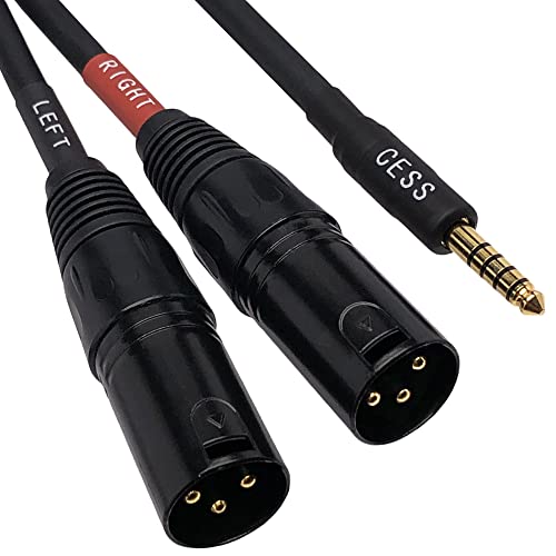 CESS-257 Black 4.4mm to Dual XLR Male Balanced Audio Headphone Adapter Cable