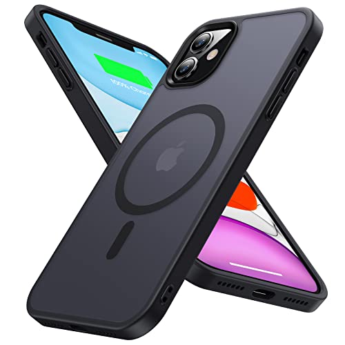 Olialia Strong Magnetic Case for iPhone 11, [Compatible with MagSafe] [Military Drop Protection] Skin-Friendly Touch Shockproof Protective Slim Phone Cover 6.1 inch, Black